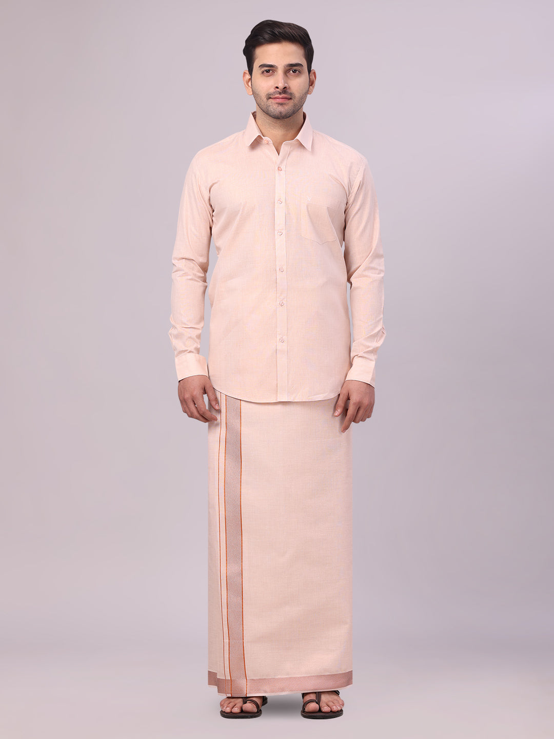 Traditional Copper Dhoti Shirt Wedding Combo - Men’s – ministerwhite.com
